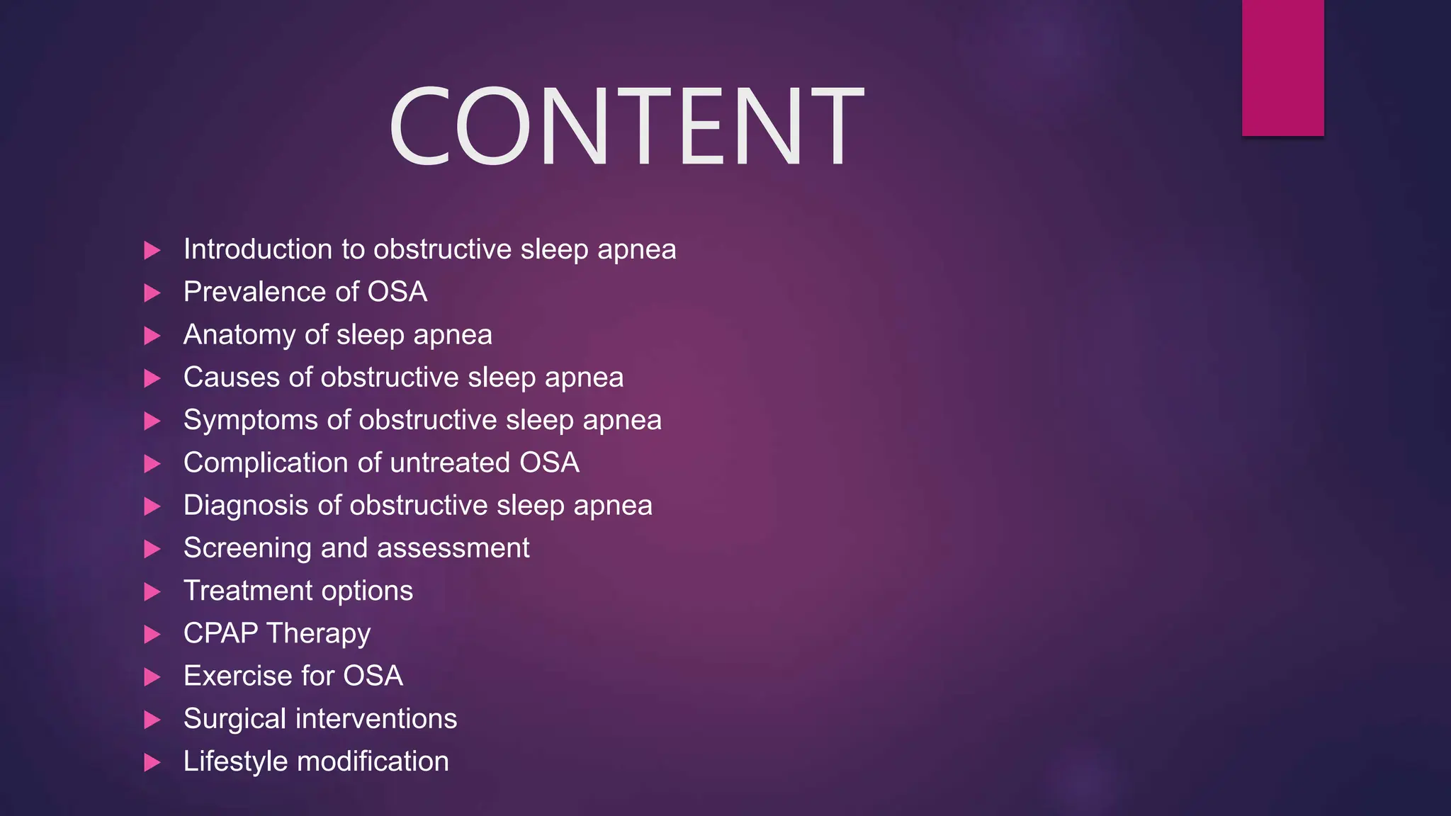 Obstructive Sleep Apnea A Type Of Sleep Disorder Ppt