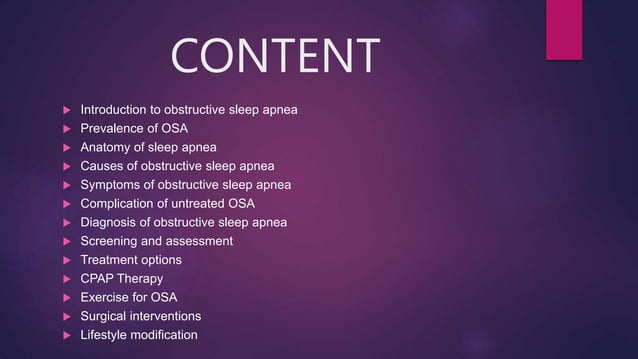 Obstructive Sleep Apnea a type of sleep disorder | PPT