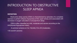 Obstructive Sleep Apnea a type of sleep disorder | PPT