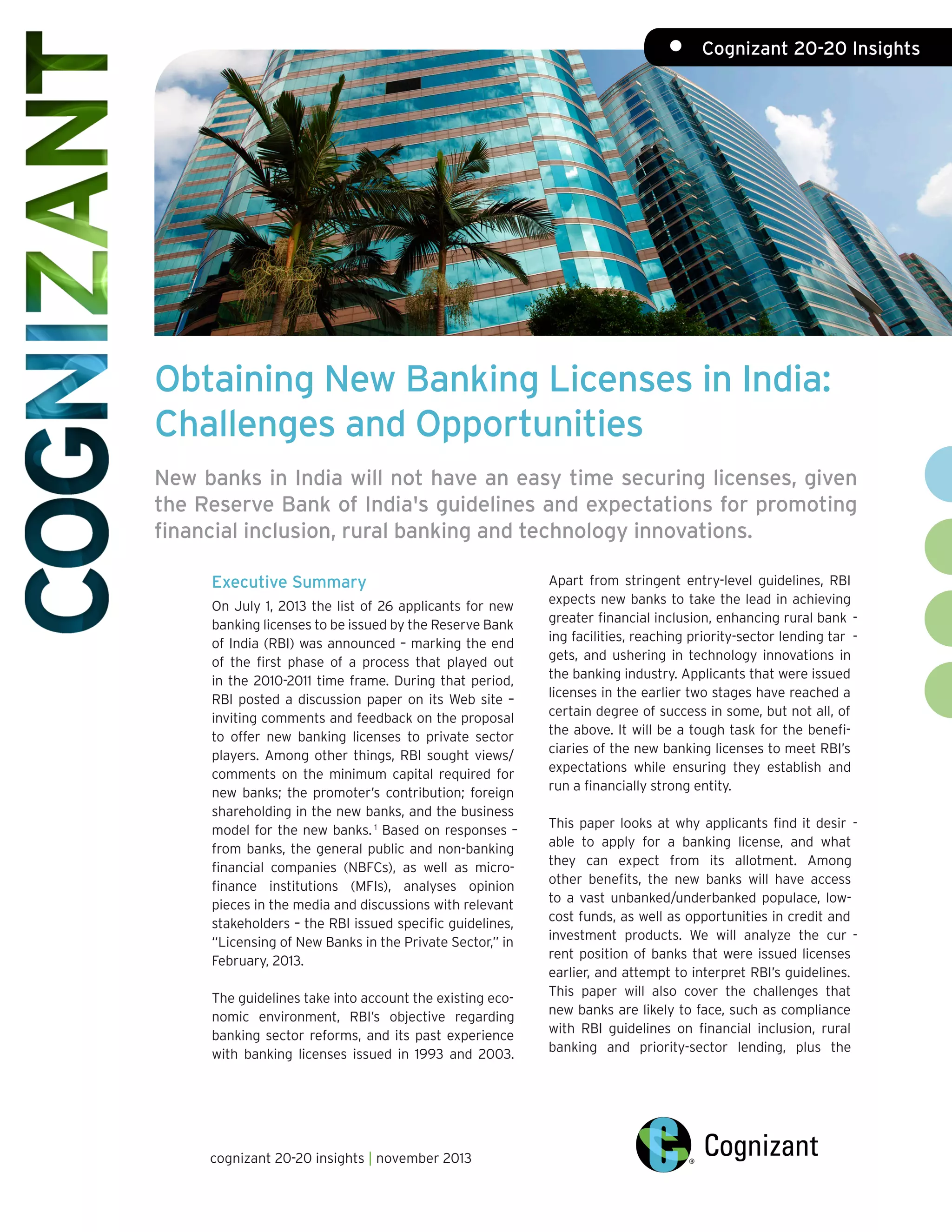 Obtaining New Banking Licenses in India: Challenges and Opportunities | PDF