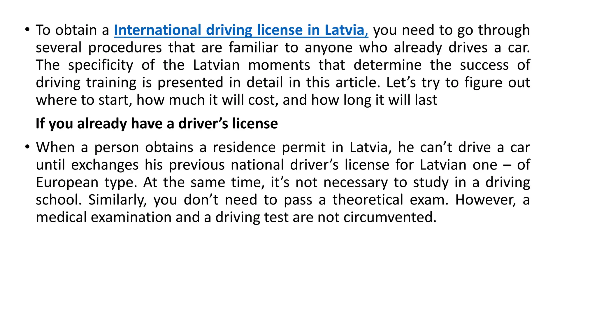 Obtaining a driver's license in latvia | PPTX | Education
