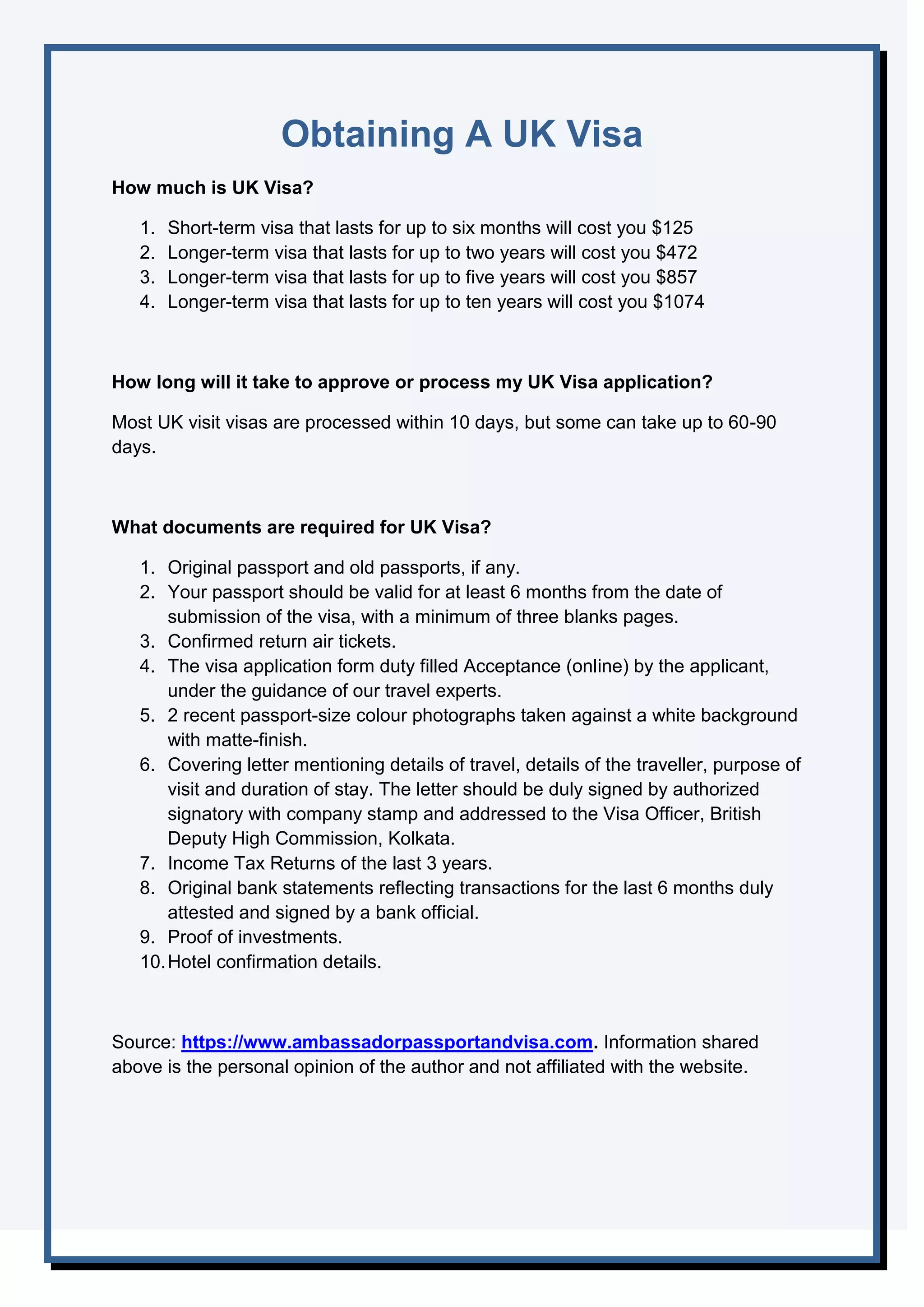 Obtaining a UK Visa | PDF