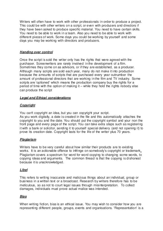 Obtaining work as a scriptwriter 4