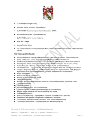 Obtc capability statement | PDF | Vocational Training | Careers