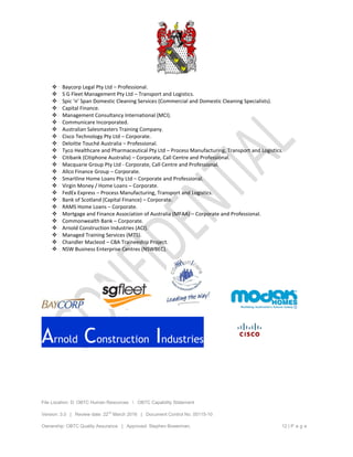 Obtc capability statement | PDF | Vocational Training | Careers