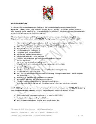 Obtc capability statement | PDF | Vocational Training | Careers