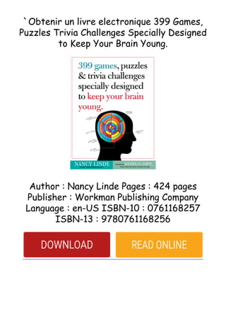 `\Obtenir un livre electronique 399 Games, Puzzles Trivia Challenges ...