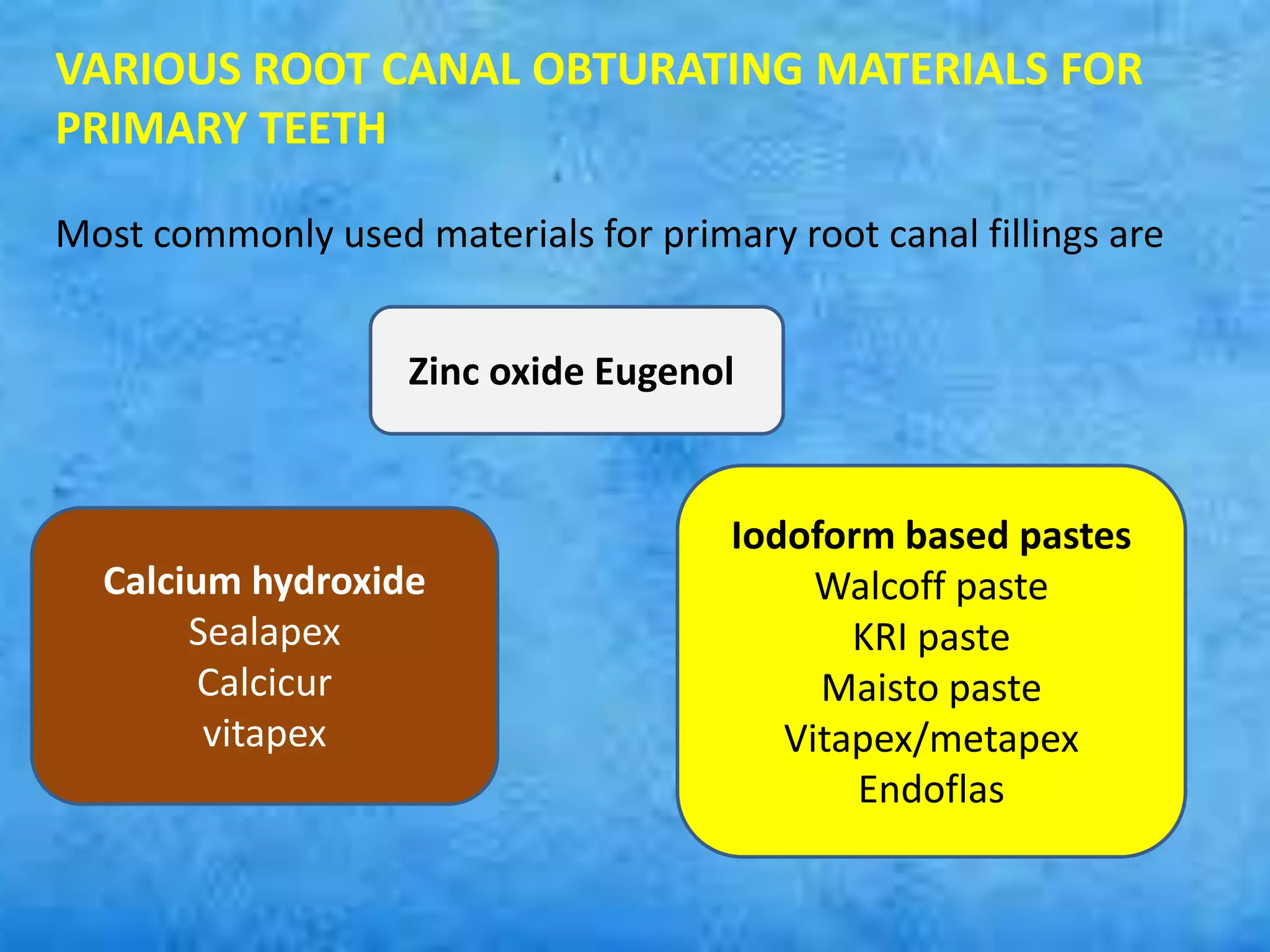 Obturating materials for primary tooth | PPTX