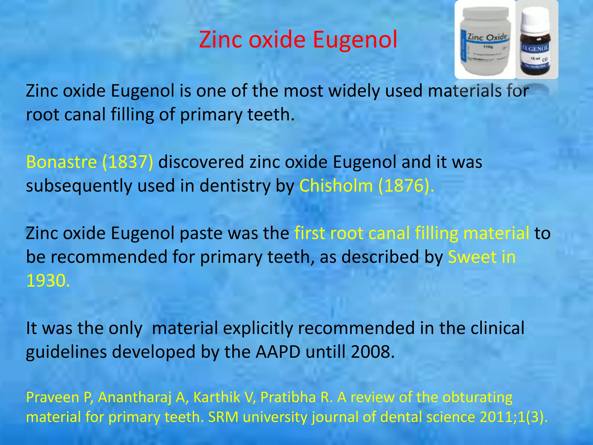 Obturating materials for primary tooth | PPTX