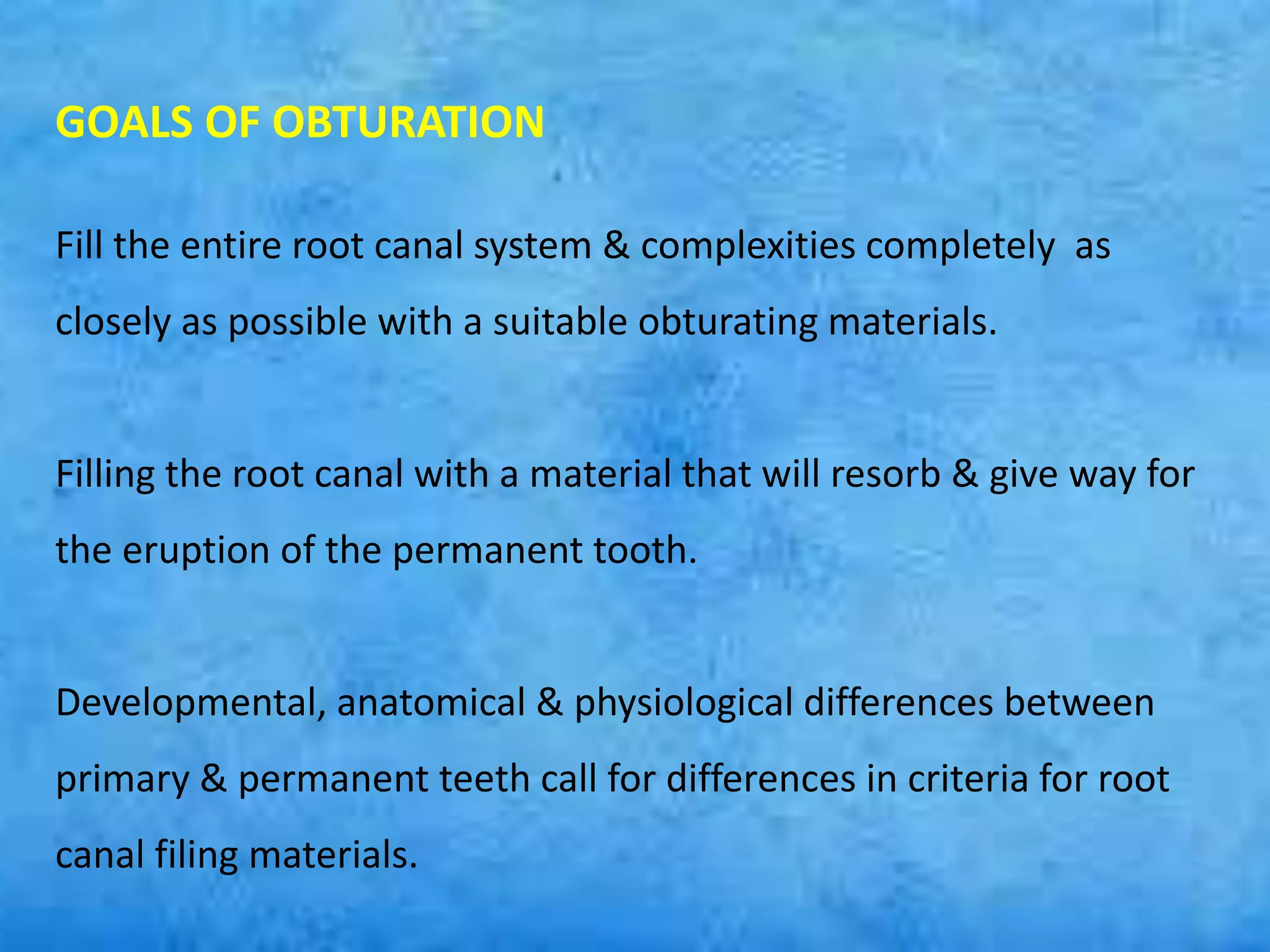 Obturating materials for primary tooth | PPTX