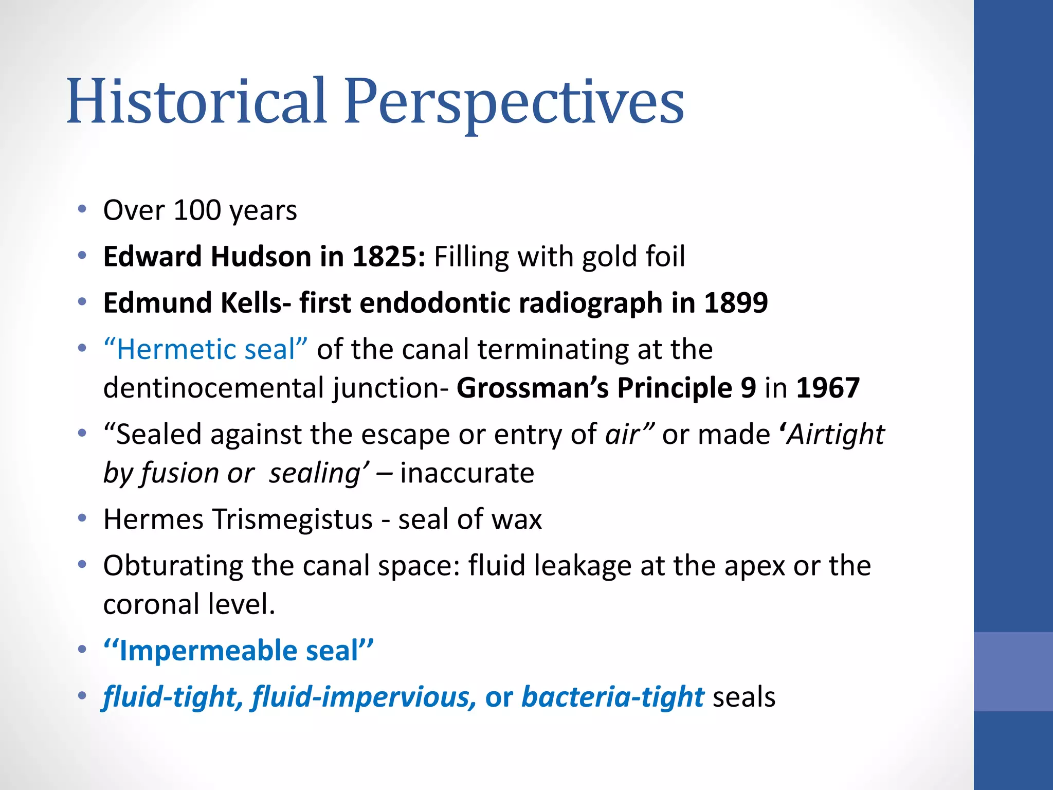 Root Canal Obturation general concepts principles | PPTX