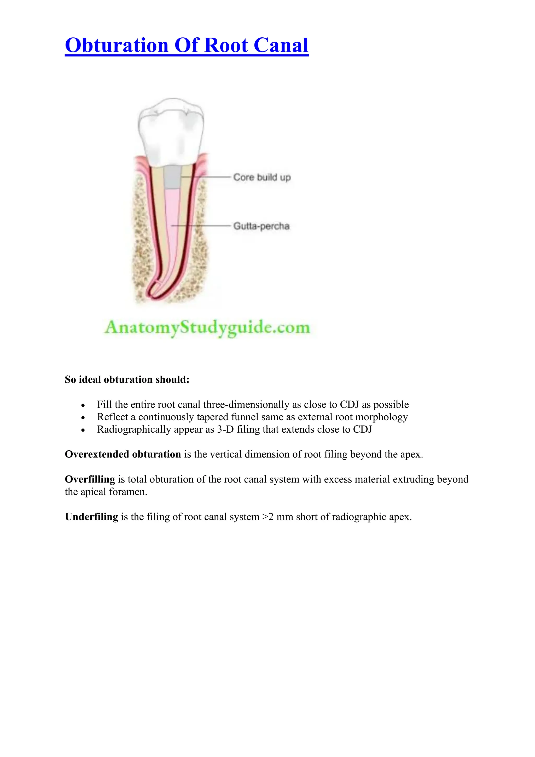Obturation Of Root Canal Obturation Of Root Canal | PDF