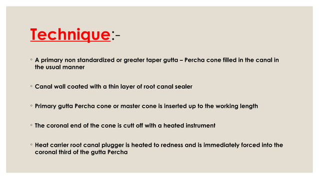 Obturation of the Radicular Space in Endodontics Grossmann | PPT