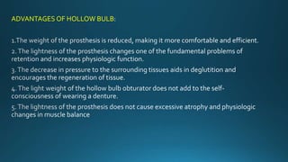 Obturator prosthesis for management of maxillary defects | PPTX