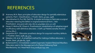Obturator prosthesis for management of maxillary defects | PPTX