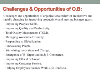 OB Introduction, Scope, Challenges and Opportunities, goal and OB Model ...
