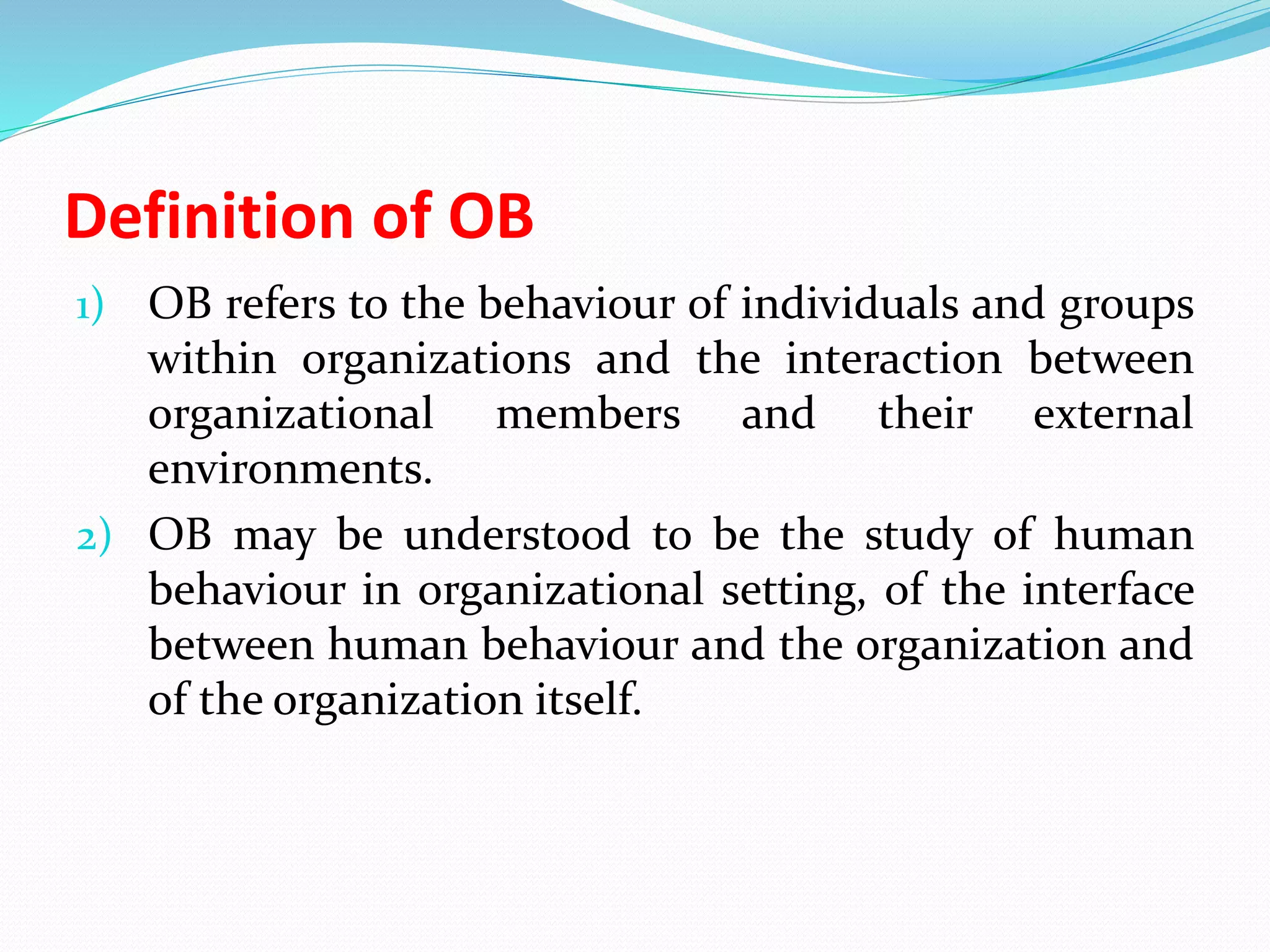 Introduction to Organizational Behaviour | PPTX
