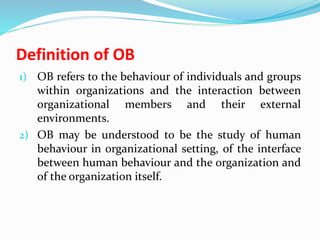 Introduction to Organizational Behaviour | PPT