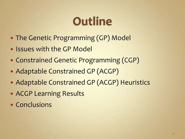 Second Order Heuristics in ACGP | PPT