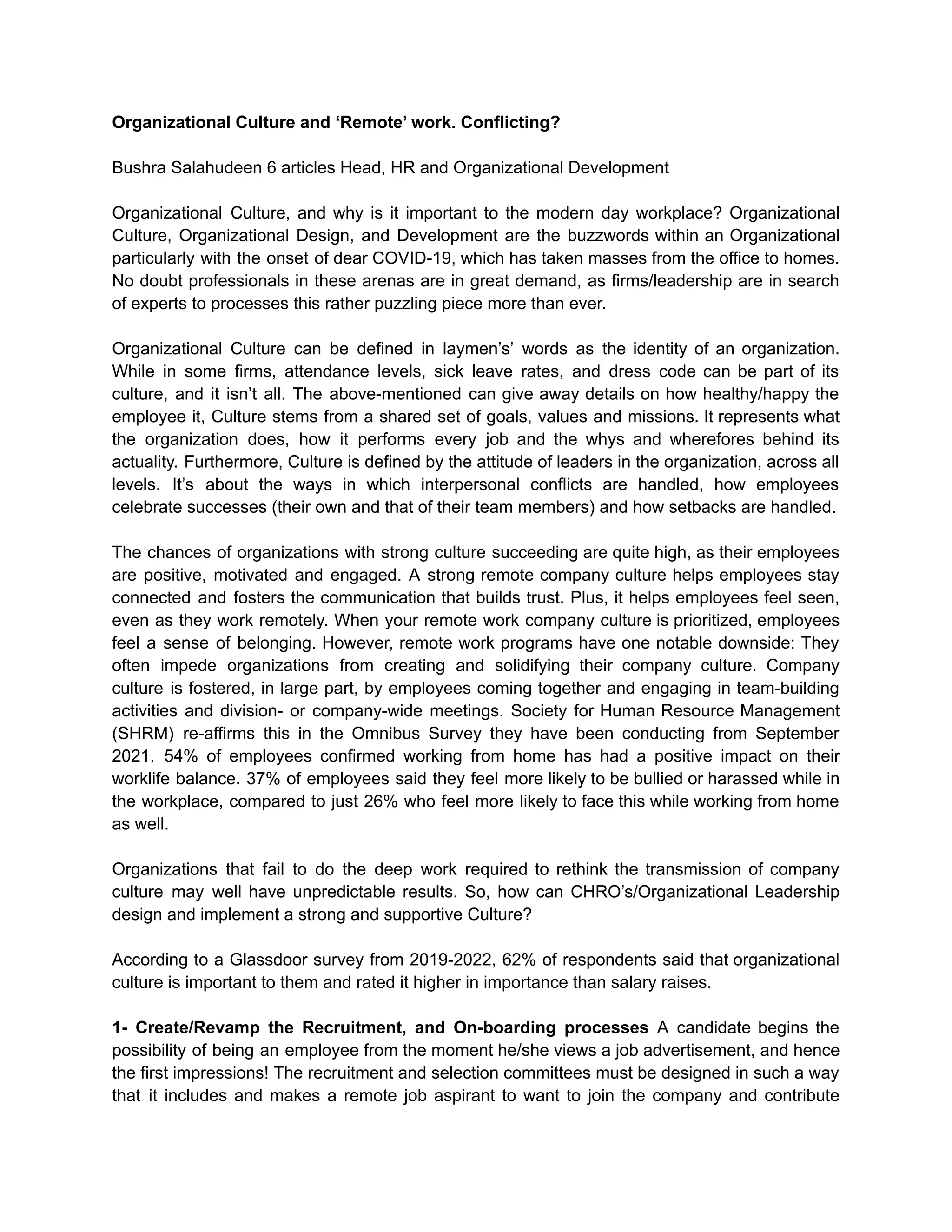 Organizational Culture, and Remote Work- Conflicting? | PDF | Human Resources | Business