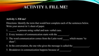 ORAL COMMUNICATION - Power Point presentation day 1 | PPTX