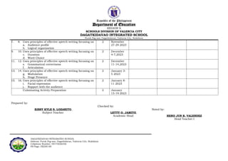 oral communication in context budget of work | DOCX