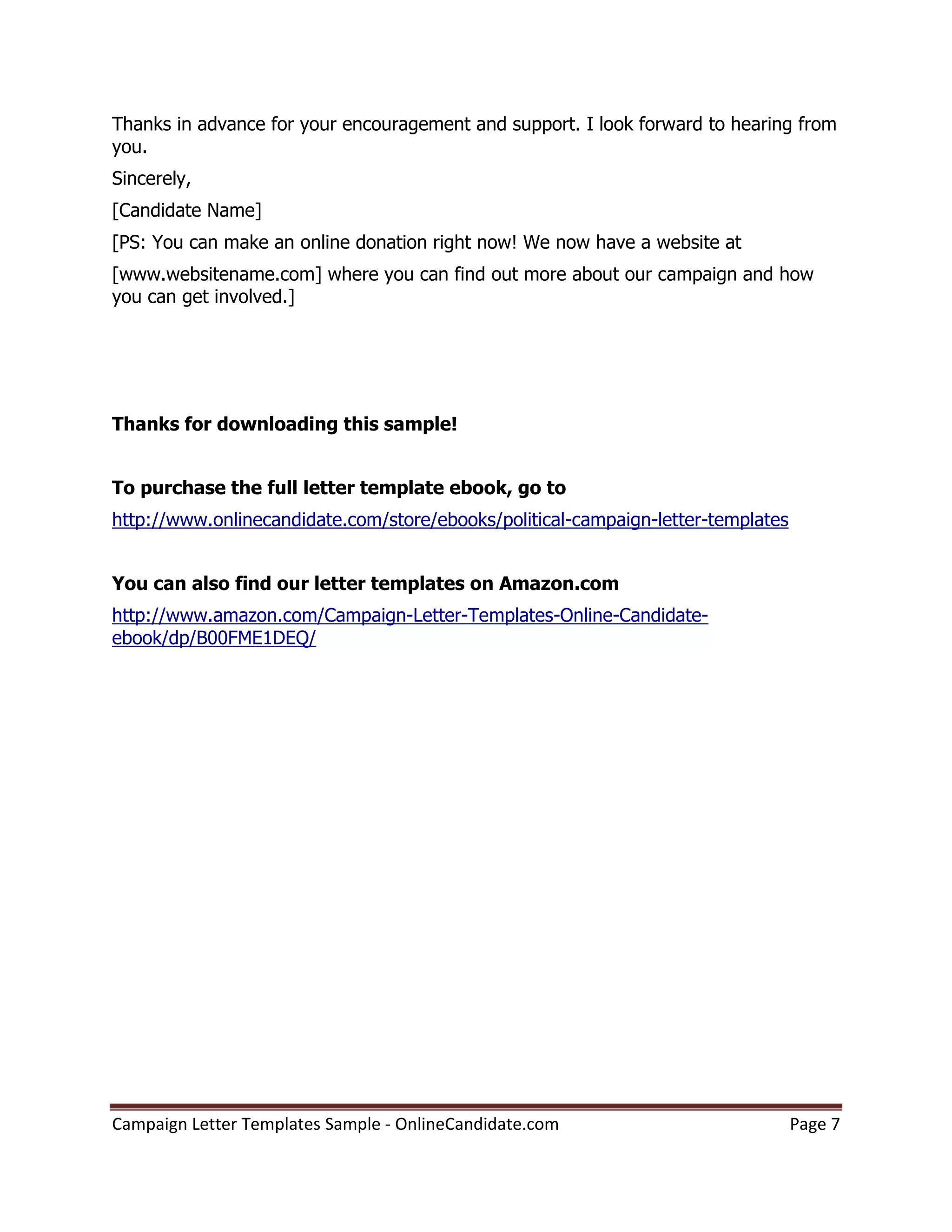 Political Campaign Letter Templates - Sample | PDF