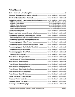 Political Campaign Letter Templates - Sample | PDF