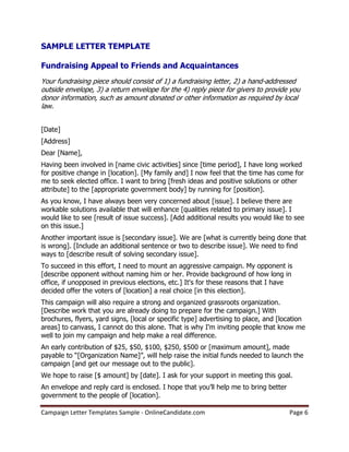 Political Campaign Letter Templates - Sample | PDF