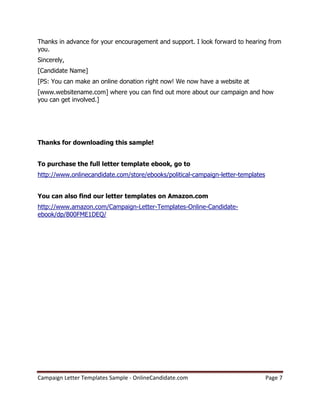 Political Campaign Letter Templates - Sample | PDF