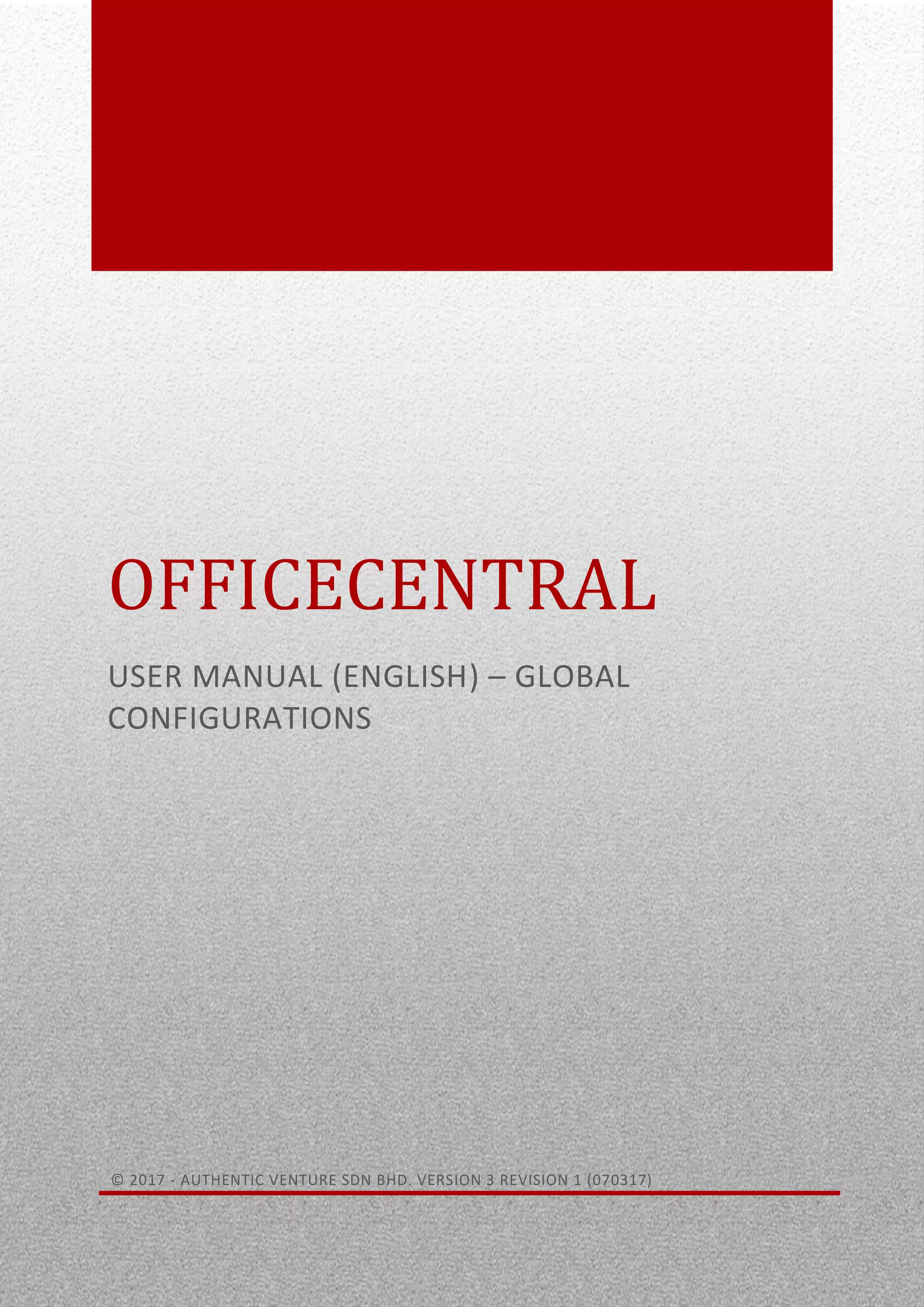 OfficeCentral User Manual (English) - Global Configurations | PDF