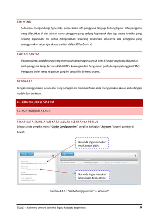 OfficeCentral User Manual - Bahasa Melayu - Konfigurasi Global V3R1 | PDF