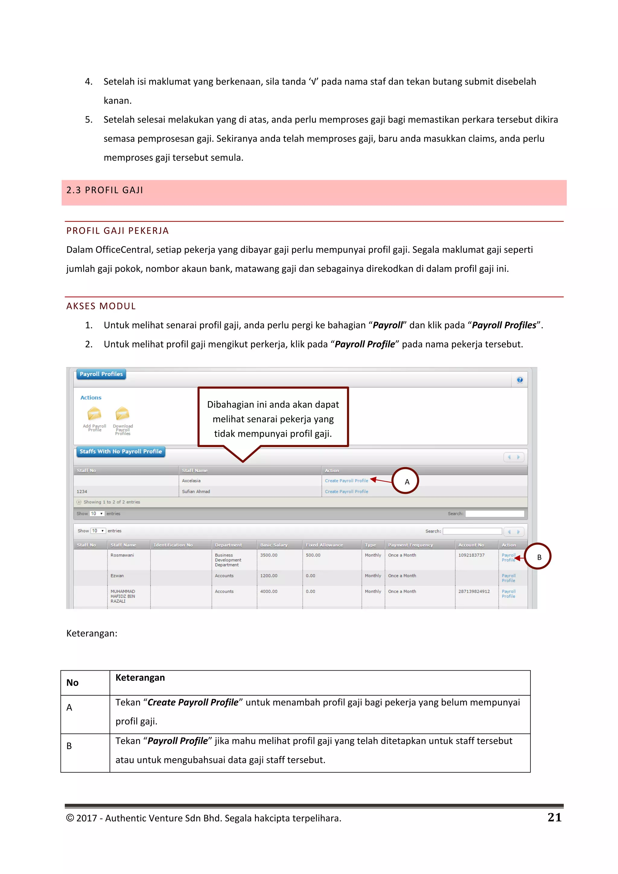OfficeCentral User Manual (BM) - Sistem Pengurusan Gaji (Payroll) | PDF