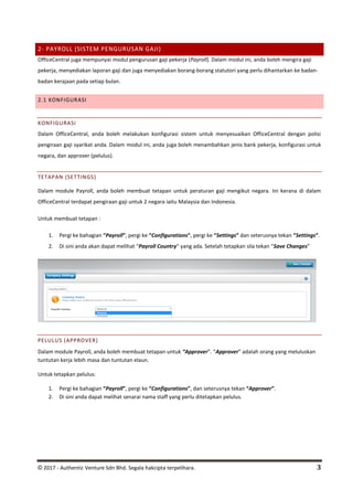 OfficeCentral User Manual (BM) - Sistem Pengurusan Gaji (Payroll) | PDF