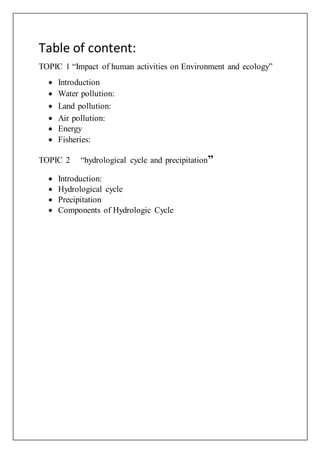 impact of envrmnt on human human activities | DOCX