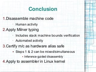 Certifying (RISC) Machine Code Safe from Aliasing (OpenCert 2013) | PPT