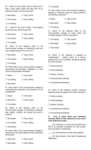 Oral Communication Speech Acts - Communicative Strategies | DOCX