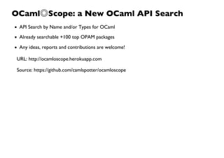 OCamlOScope: a New OCaml API Search | PDF