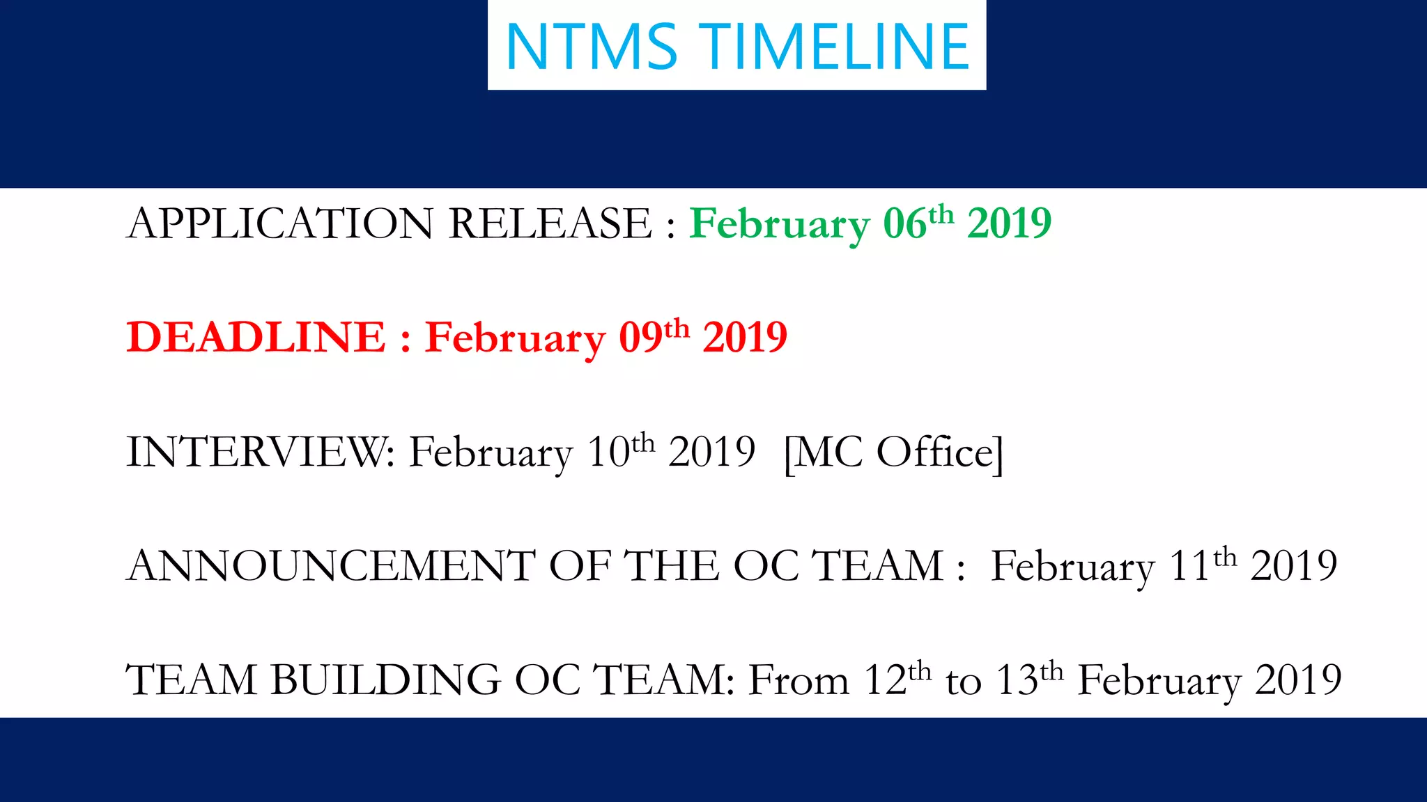 OC APPLICATION NTMS 2019 | PPT