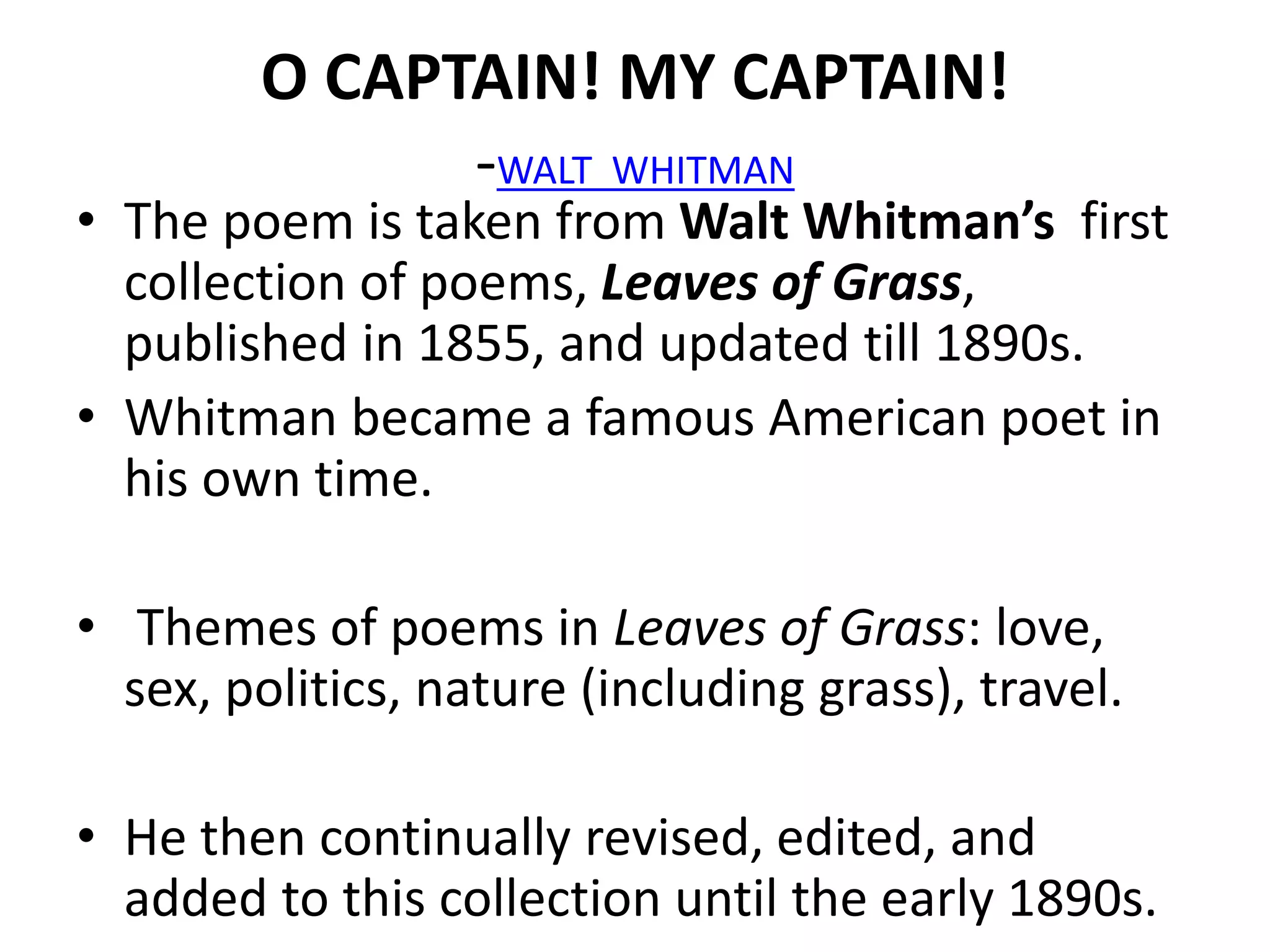 Module-3 American Poetry "O Captain! My Captain! | PPTX