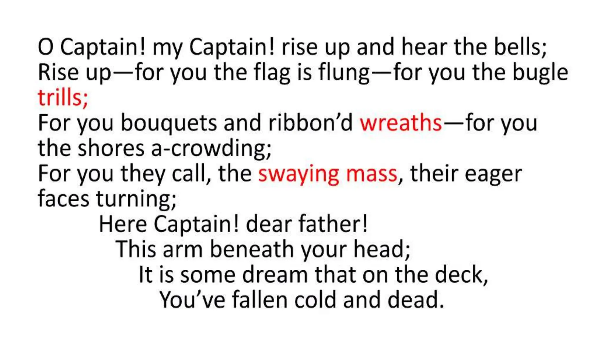 o captain my captain poem by Walt Whitman | PPTX