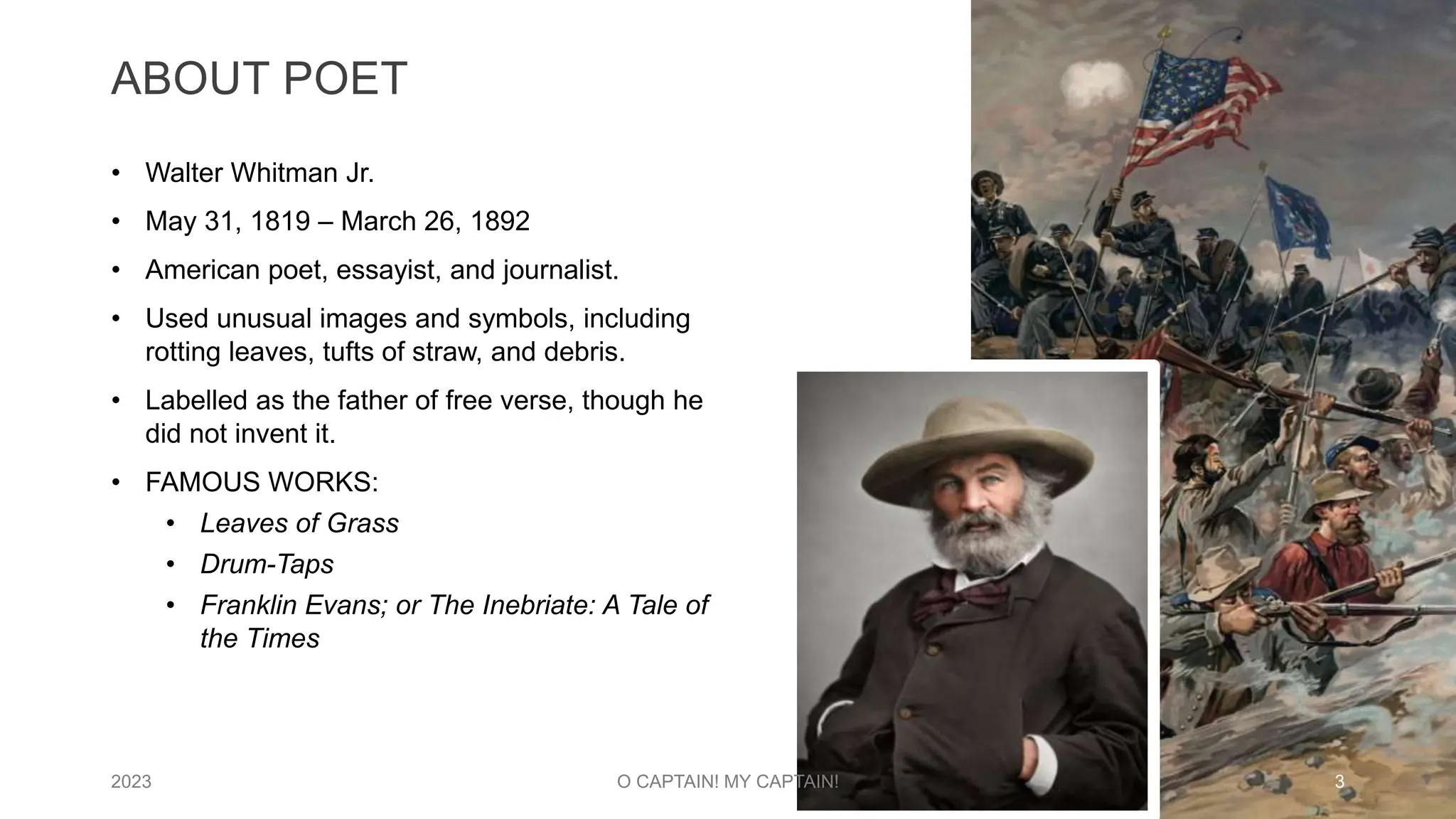 o captain my captain poem by Walt Whitman | PPTX