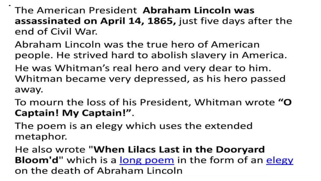 o captain my captain poem by Walt Whitman | PPTX