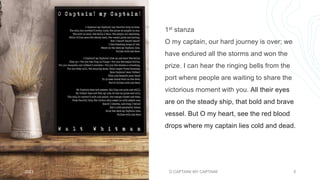 o captain my captain poem by Walt Whitman | PPTX