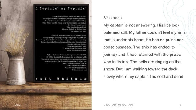 o captain my captain poem by Walt Whitman | PPTX