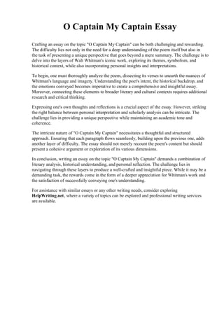 O Captain My Captain Essay.pdf | Poetry | Books and Literature