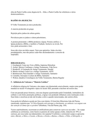 O catolicismo romano para leitura | DOC