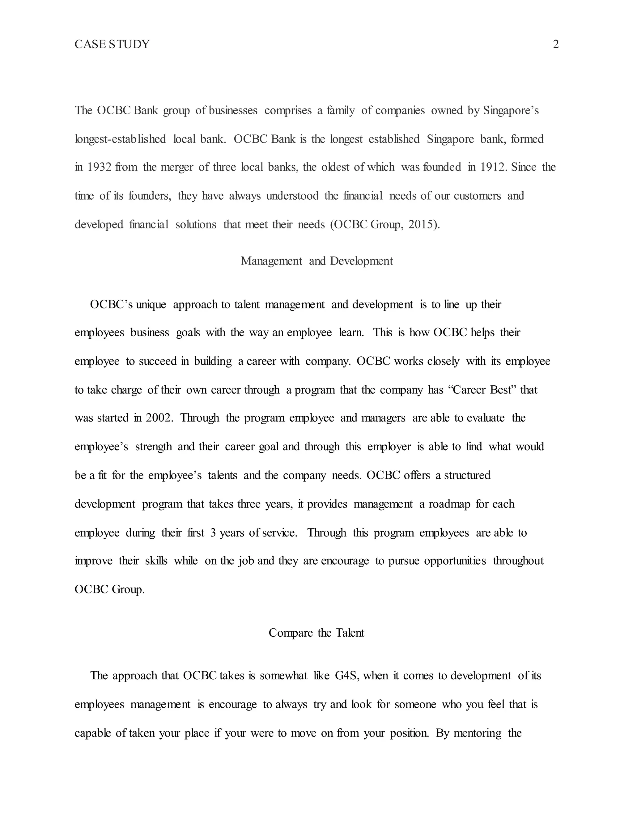 Ocbc bank case study week 1 | DOCX