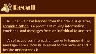 Oral Communication Quarter 1-Week1-- Various Communicative Strategies ...