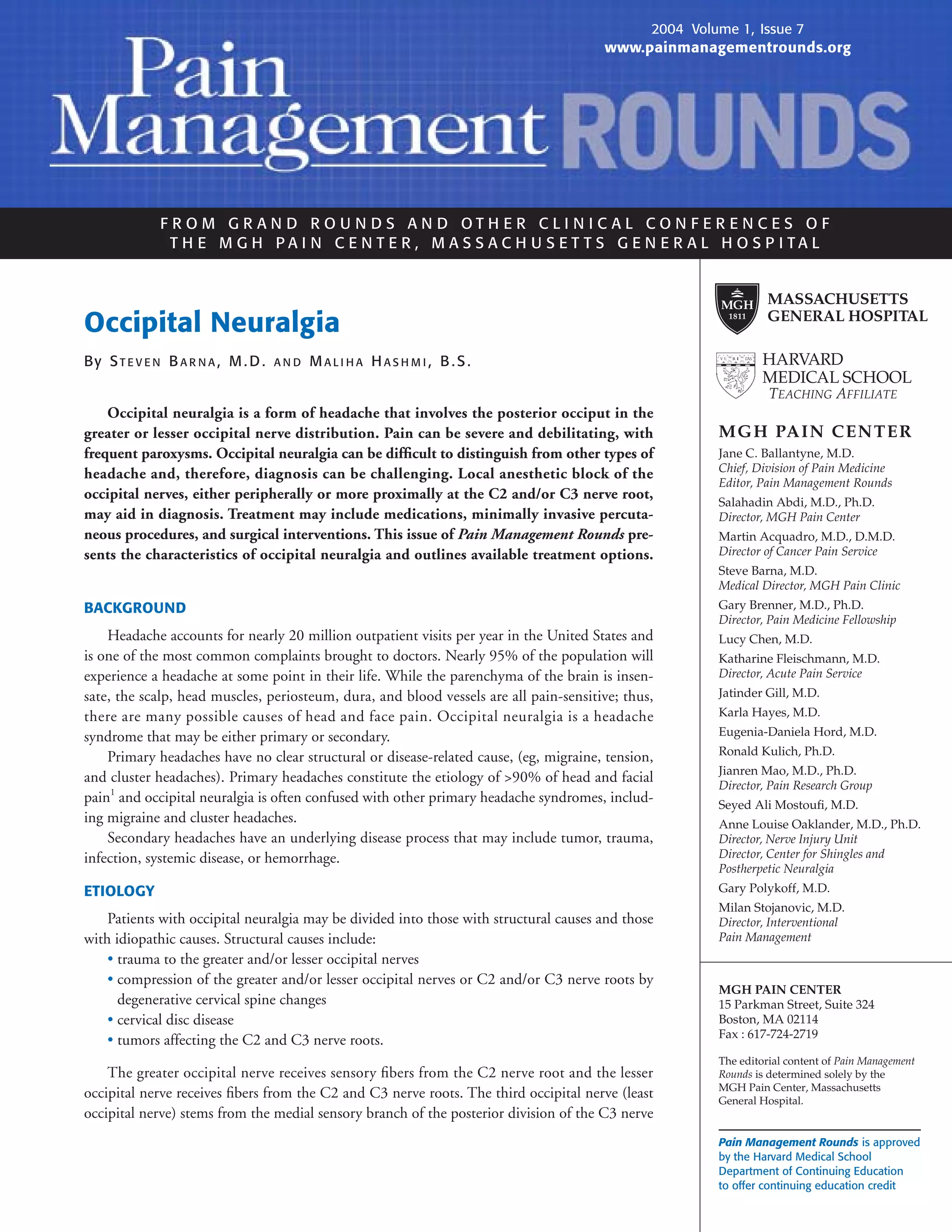 Occipitalneuralgia | PDF